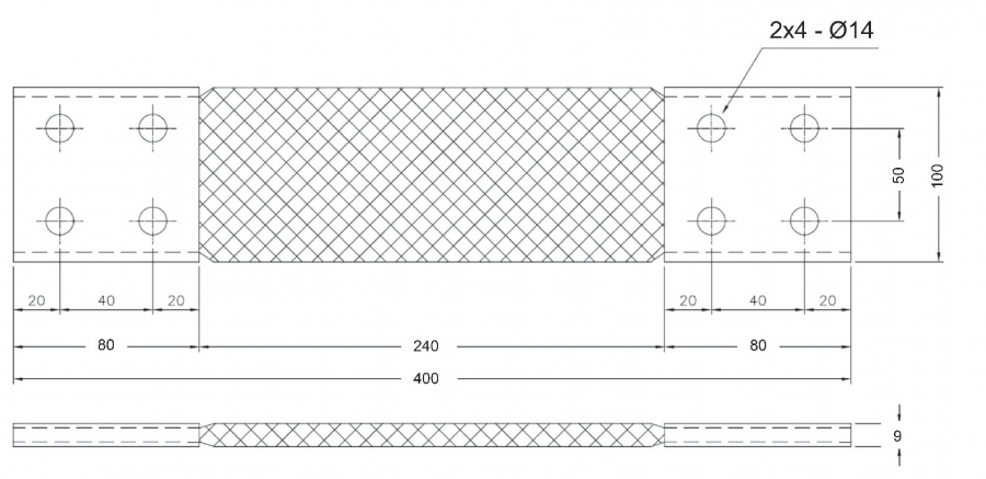 Flexible braid copper busbar connector